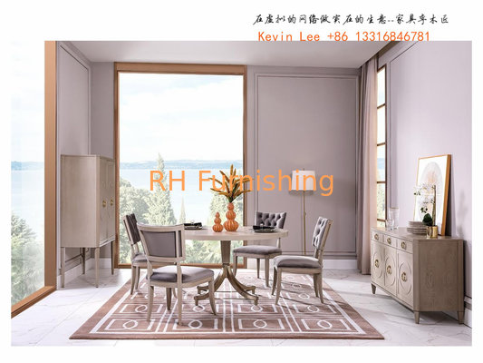 American style Dining table and Chairs in Circle used Stainless steel legs with White wood table for Dining or Hotel use supplier
