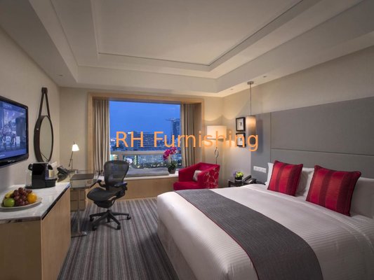 Laminated furniture for whole house interior fixture hotel bedroom furniture of bed headboard and TV unit table supplier
