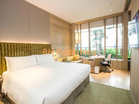 Fabric headboard bed with Laminate furniture desk table with wardrobe cabinets supplier