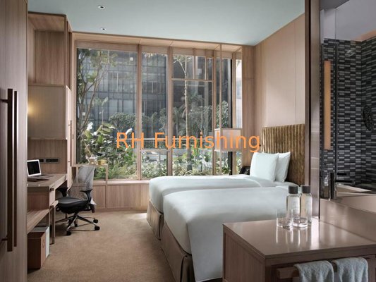 Fabric headboard bed with Laminate furniture desk table with wardrobe cabinets supplier