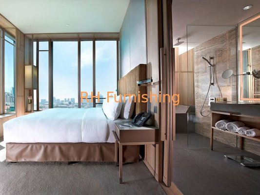 Fabric headboard bed with Laminate furniture desk table with wardrobe cabinets supplier