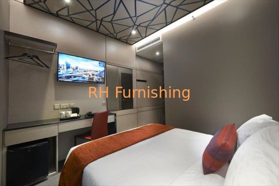 Hotel furniture for sale by melamine laminate board wall panel and bed headboard with TV cabinet tables supplier