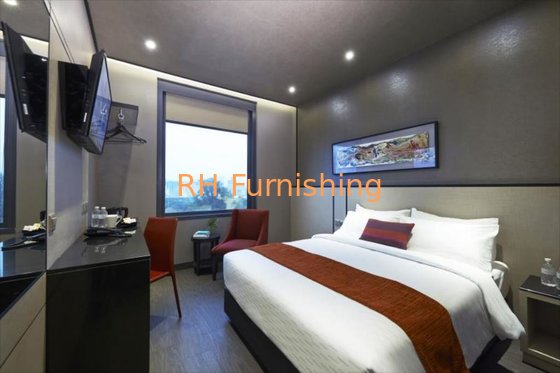 Hotel furniture for sale by melamine laminate board wall panel and bed headboard with TV cabinet tables supplier