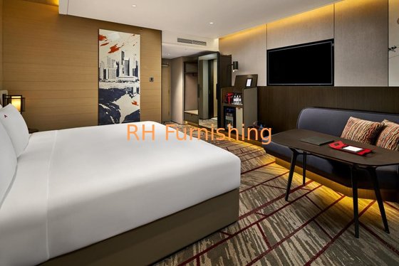 Light luxury upholstery furniture design for Hotel guset room interior fixture and HPL Laminate board table with cabinet supplier