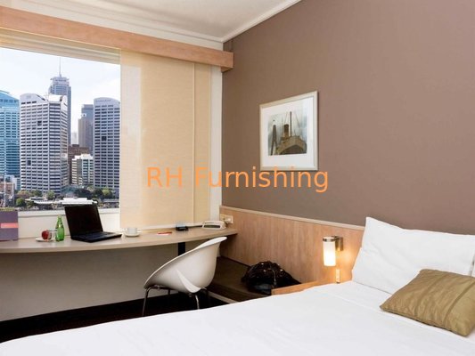 Budget hotel laminate fixture for king size bed with Wardrobe closet and Cupboard cabinets supplier