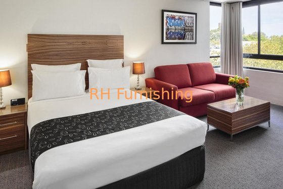 Budget Hospitality interior design furniture of Melamine chipboard bedroom sets with Fabric leisure sofa chairs supplier