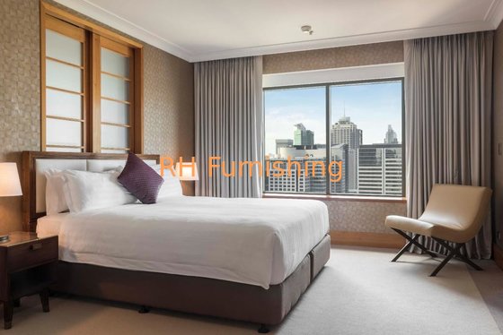 Kampong Chhnang Wood furniture for Hotel interior guestroom furniture of Upholstered headboard bed with TV wall cabinets supplier