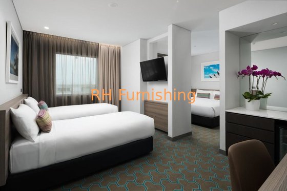 Koh Kong hotel furniture manufactuer by designer Laminate board wall panel with Wood guestroom furniture supplier