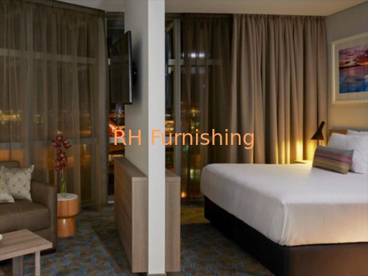 Koh Kong hotel furniture manufactuer by designer Laminate board wall panel with Wood guestroom furniture supplier