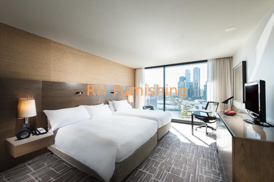 Krong Kep hotel guestroom used furniture double bed with Tv cabinet and Living room Fabric upholstery sofa set supplier