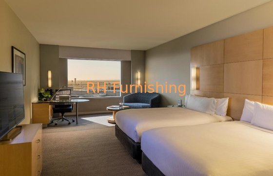 Môndôl Kiri furniture supplier from china for Hotel guestroom furniture of Laminate wood headboard bed with TV stand supplier