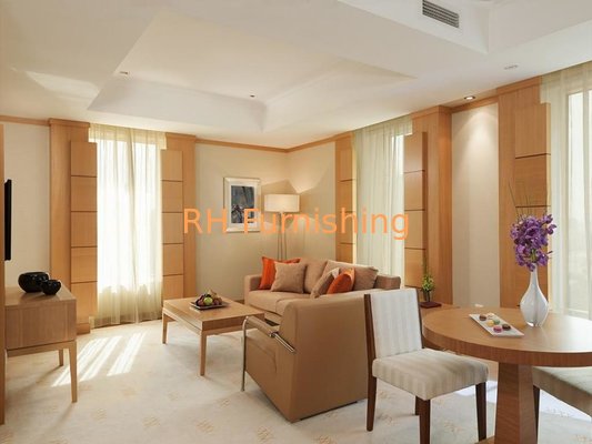 Oddar Meanchey hotel Bedroom furntiure factory from China by laminate wood headboard bed with desk table and cabinet supplier