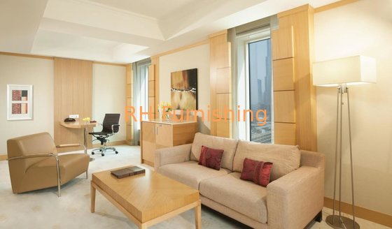 Oddar Meanchey hotel Bedroom furntiure factory from China by laminate wood headboard bed with desk table and cabinet supplier