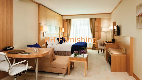 Oddar Meanchey hotel Bedroom furntiure factory from China by laminate wood headboard bed with desk table and cabinet supplier