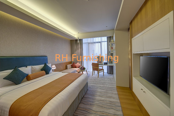 Prey Veng Province furniture supplier for Hotel room furniture hotel bed with wood tables and hotel sofa set supplier