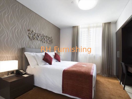 Takeo furniture factory do hotel bedroom furniture fabric bed with wood headboard and Lounge chairs supplier