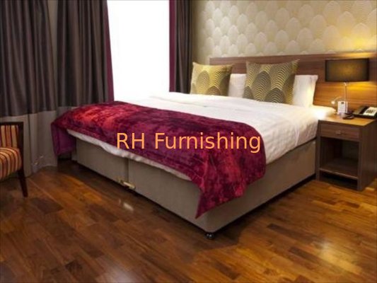 Hotel room furniture manufactuer for Singapore hotel interior designer made HPL laminate wood bed with Dresser tables supplier