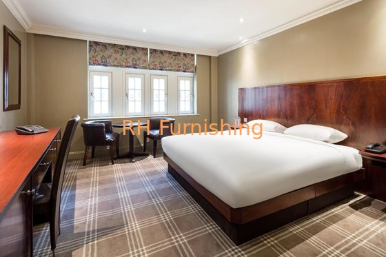 Johor Interior design for hotel furniture by Mahogany wood bed with Combined desk table with TV cabinets supplier