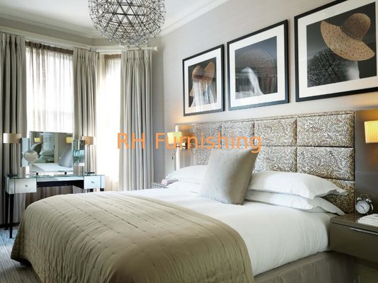 Negeri Kedah hotel furniture supplier made Guestroom bedroom sets by Fabric bed and Stainless steel with wood desk table supplier