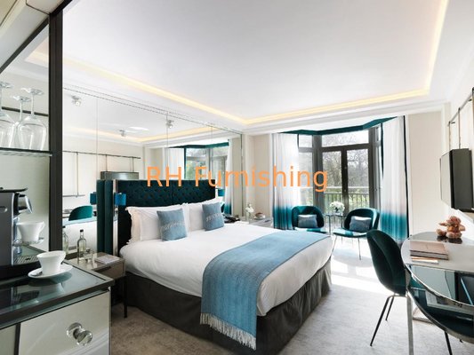 Negeri Kedah hotel furniture supplier made Guestroom bedroom sets by Fabric bed and Stainless steel with wood desk table supplier