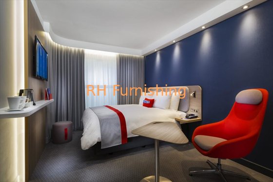 Kelantan budget hotel furniture made by China manufactuer used Laminated headboard bed with Upholstered sofa chairs supplier
