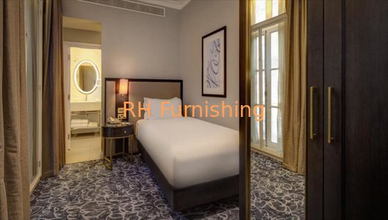 Negeri Pulau Pinang hotel fixture of Laminated wood bedroom fruntiure set in hotel bed with Combined table and luggage supplier