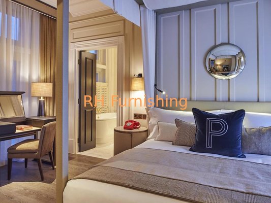 Negeri Perak hotel building high quality room furniture by solid wood beds and Luxury sofa with coffee table supplier