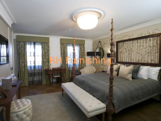 Negeri Selangor luxury hotel inner furniture American style wood Bed with fabric bench and desk table chairs supplier