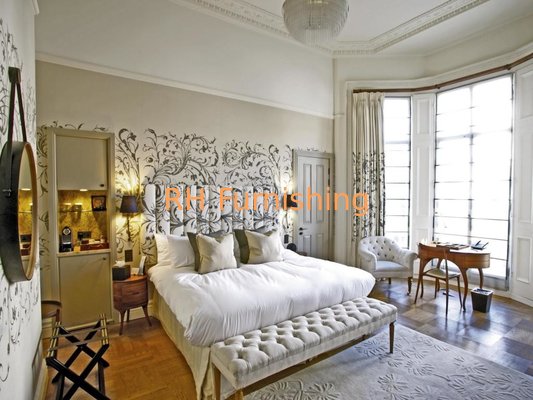 Negeri Selangor luxury hotel inner furniture American style wood Bed with fabric bench and desk table chairs supplier