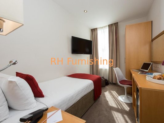 Negeri Terengganu Cheap hotel interior furniture of Bedroom single bed with Desk table and fabric upholstered sofa chair supplier