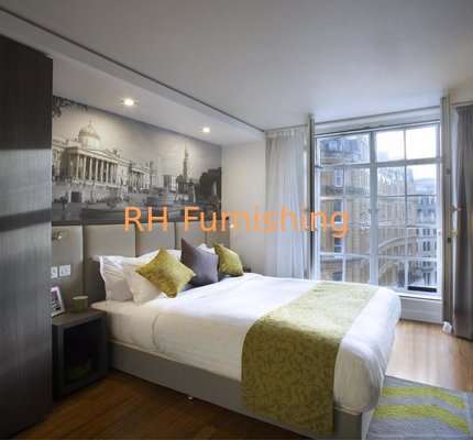Negeri Sarawak hotel style apartment interior furniture by Laminate wood bed with Wardrobe cabinet and Leather sofa supplier