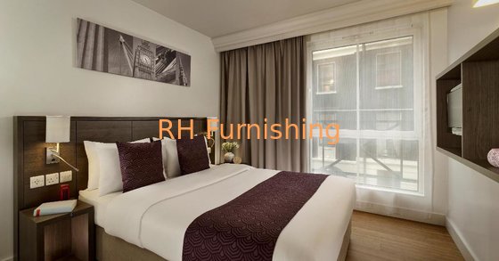 Negeri Sarawak hotel style apartment interior furniture by Laminate wood bed with Wardrobe cabinet and Leather sofa supplier