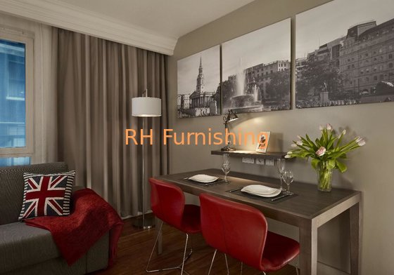Negeri Sarawak hotel style apartment interior furniture by Laminate wood bed with Wardrobe cabinet and Leather sofa supplier