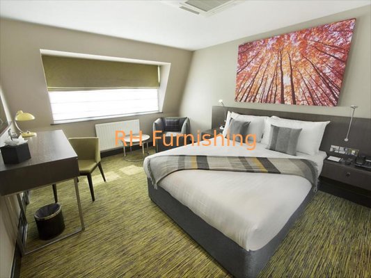 Putrajaya modern hotel fashion furniture bedroom sets used HPL laminate bed with desk table and in wall wardrobe cabinet supplier