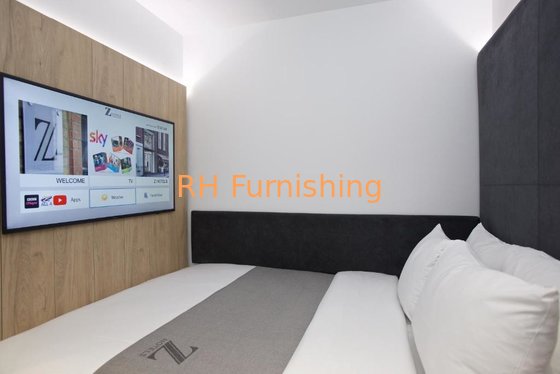 Bangkok hotel style apartment saving space furniture by Laminated wall panel Bed headboard with writing desk and Wardrob supplier