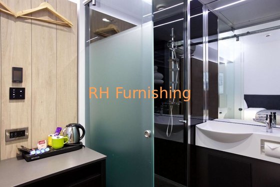 Bangkok hotel style apartment saving space furniture by Laminated wall panel Bed headboard with writing desk and Wardrob supplier