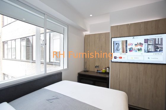 Bangkok hotel style apartment saving space furniture by Laminated wall panel Bed headboard with writing desk and Wardrob supplier