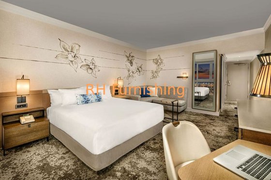 Phuket travel hotel new furinture supplier from China for Bedroom set by wood bed with table desk and fabric sofa chair supplier