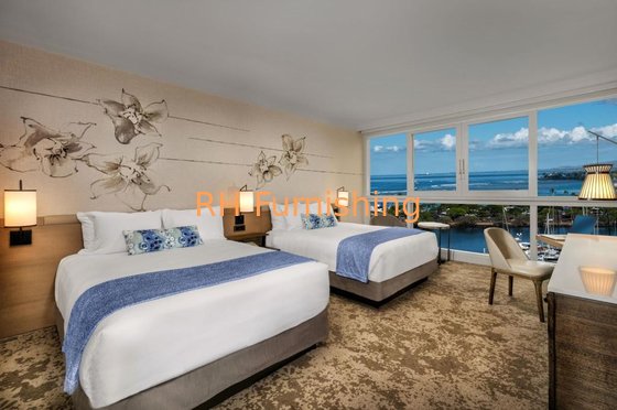 Phuket travel hotel new furinture supplier from China for Bedroom set by wood bed with table desk and fabric sofa chair supplier