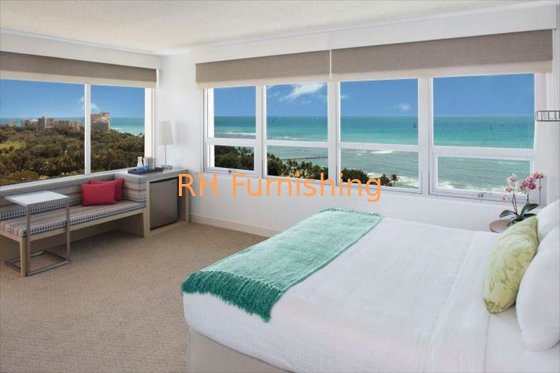 Pattaya resort hotel fixed hotel furniture used melamine board bedroom furniture set with cabinets and fabric hotel sofa supplier
