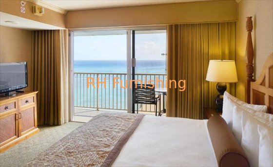 Phi Phi Don holiday hotel teak solid wood hotel bedroom furniture with TV cabinet table and luxury sofa set supplier