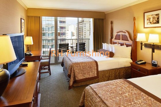 Phi Phi Don holiday hotel teak solid wood hotel bedroom furniture with TV cabinet table and luxury sofa set supplier