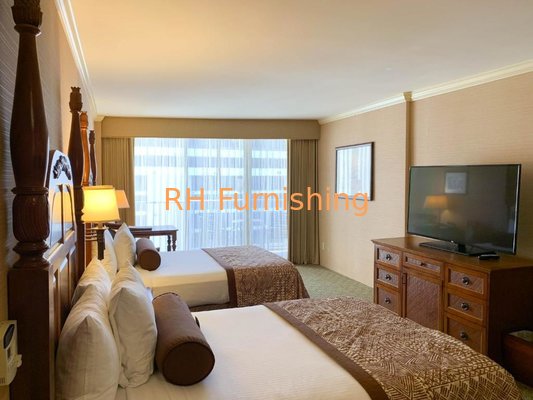 Phi Phi Don holiday hotel teak solid wood hotel bedroom furniture with TV cabinet table and luxury sofa set supplier