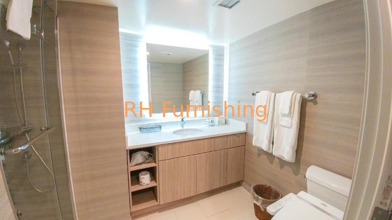 Mukdahan hotel style apartment furniture cherry wood bed with TV cabinet tables and in wall wardrobe closet supplier