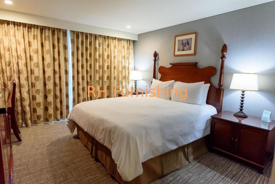 Mukdahan hotel style apartment furniture cherry wood bed with TV cabinet tables and in wall wardrobe closet supplier