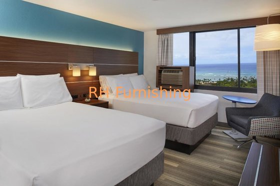 Jakarta hotel furniture supplier by Laminate wood bedroom set of high headboard bed with in wall wardrobe cabinet rack supplier