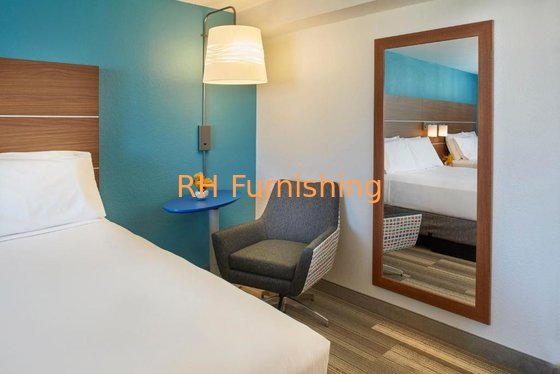 Jakarta hotel furniture supplier by Laminate wood bedroom set of high headboard bed with in wall wardrobe cabinet rack supplier