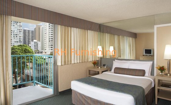 Daerah Istimewa Yogyakarta apartment hotel room furniture of Fabric soft bed with wood nightstand and Leisure sofa table supplier