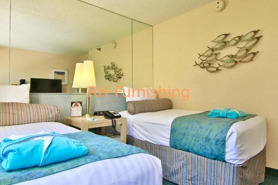Daerah Istimewa Yogyakarta apartment hotel room furniture of Fabric soft bed with wood nightstand and Leisure sofa table supplier