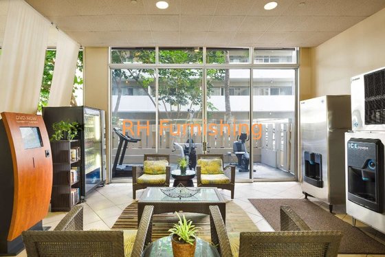 Daerah Istimewa Yogyakarta apartment hotel room furniture of Fabric soft bed with wood nightstand and Leisure sofa table supplier